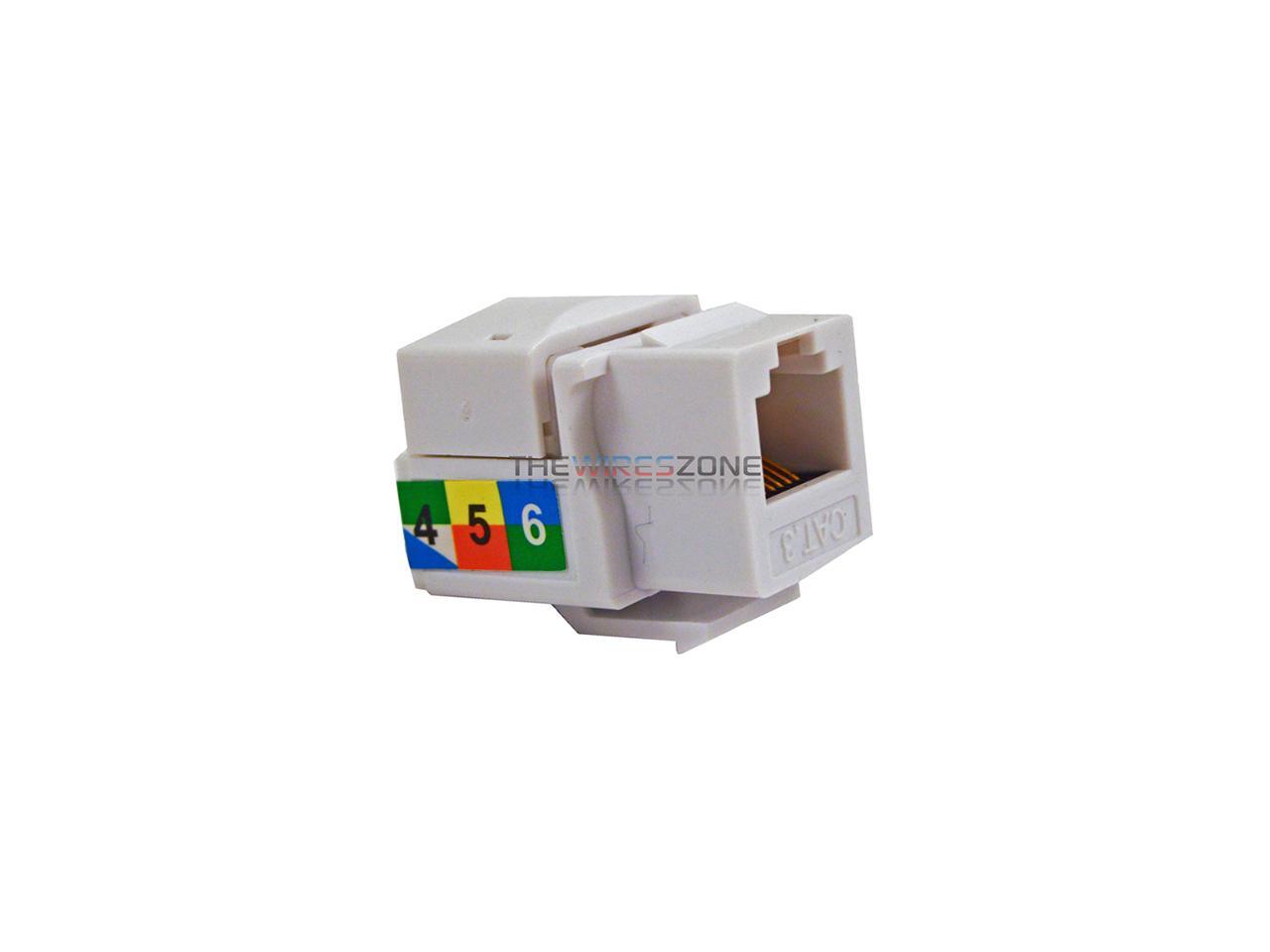 6P6C White RJ11 CAT3 Telephone Network Keystone Jack Insert Plug for ...