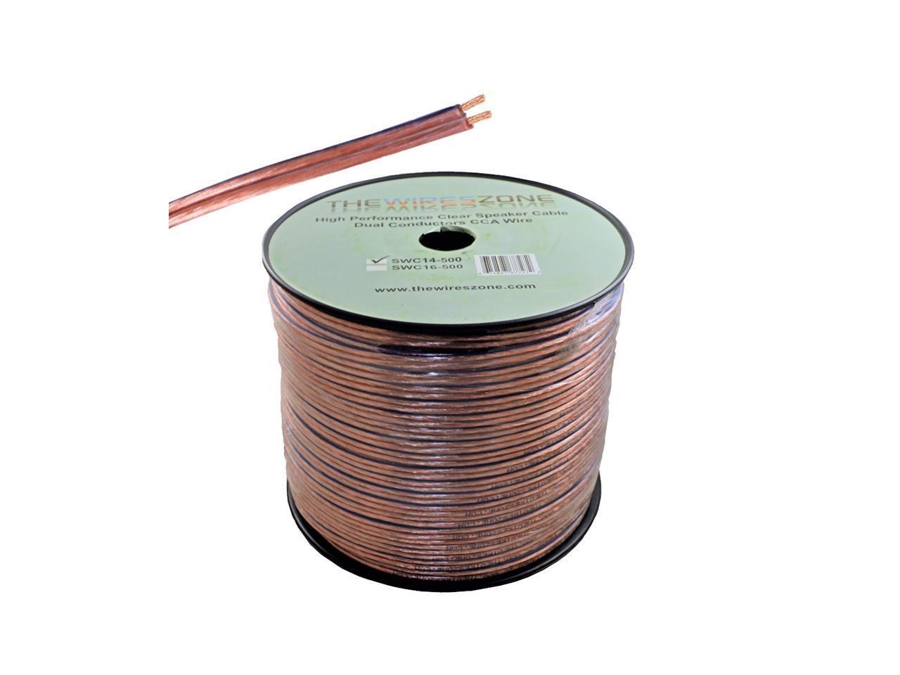 Clear 500ft 14 Gauge Speaker Wire Cable Dual Conductors CCA for Car ...