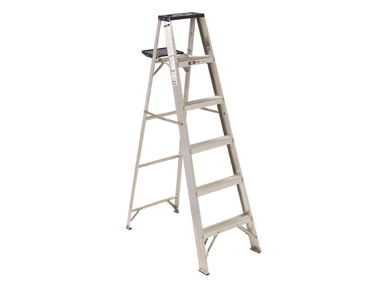 Louisville #428 Folding Aluminum Step Ladder 6 ft 5-Step Green AS4006 ...