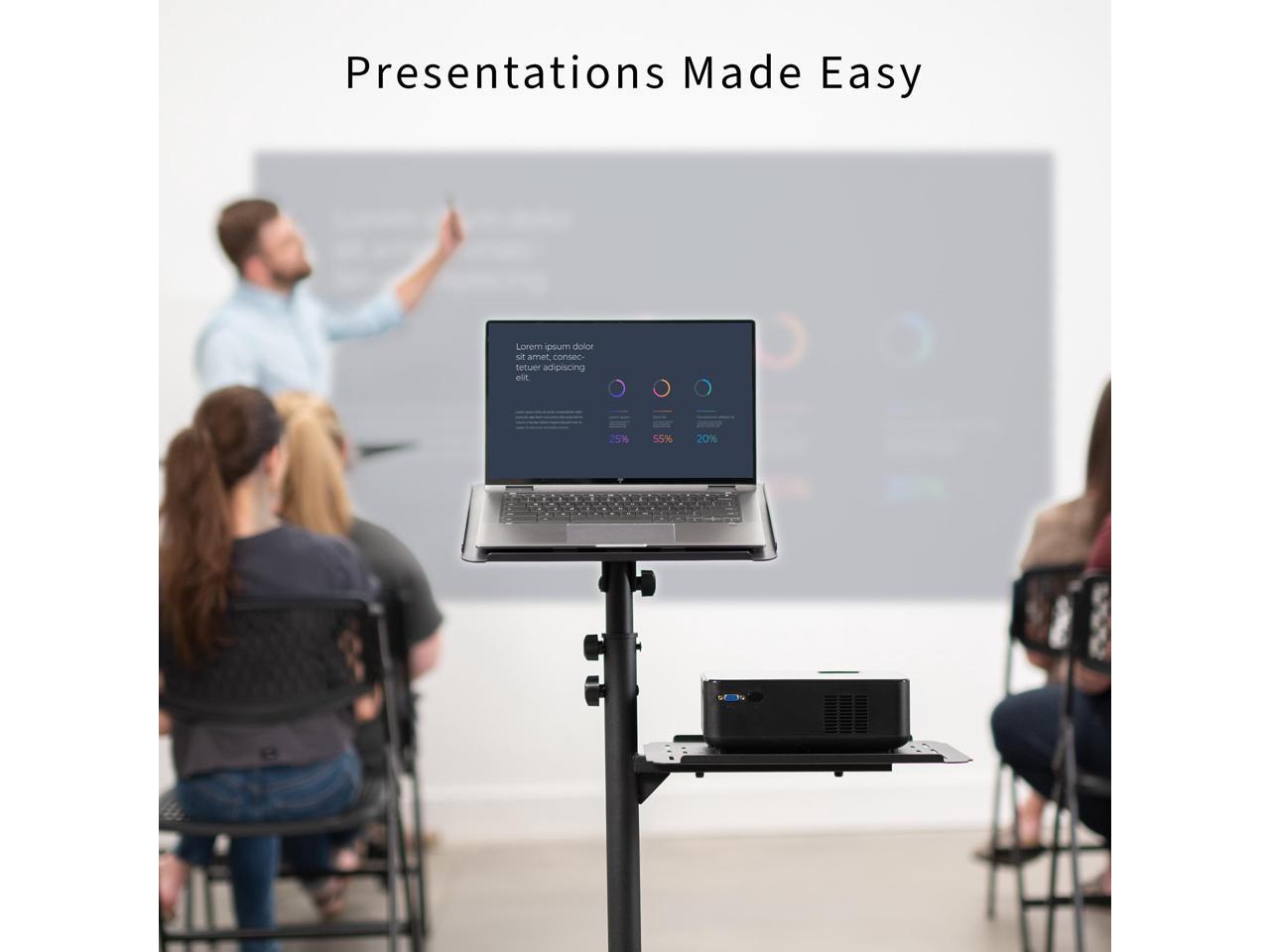 VIVO Black Mobile Rolling Projector Stand | Height Adjustable Projector ...
