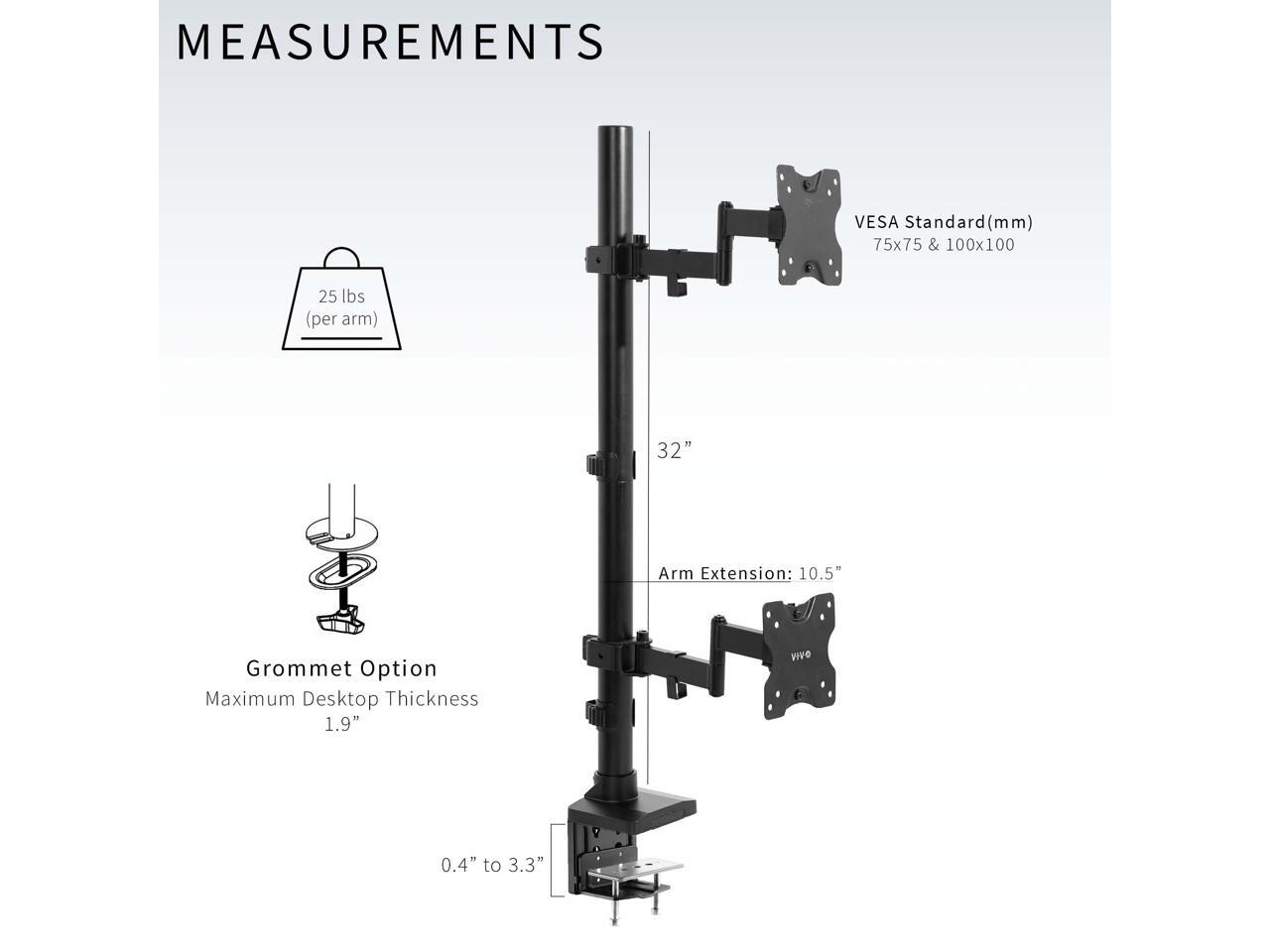 VIVO Dual Vertically Stacked Ultra Wide Monitor Mount, Extra Tall ...