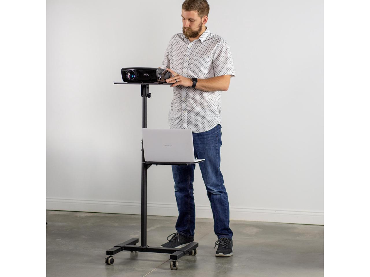 VIVO Black Mobile Rolling Projector Stand | Height Adjustable Projector ...