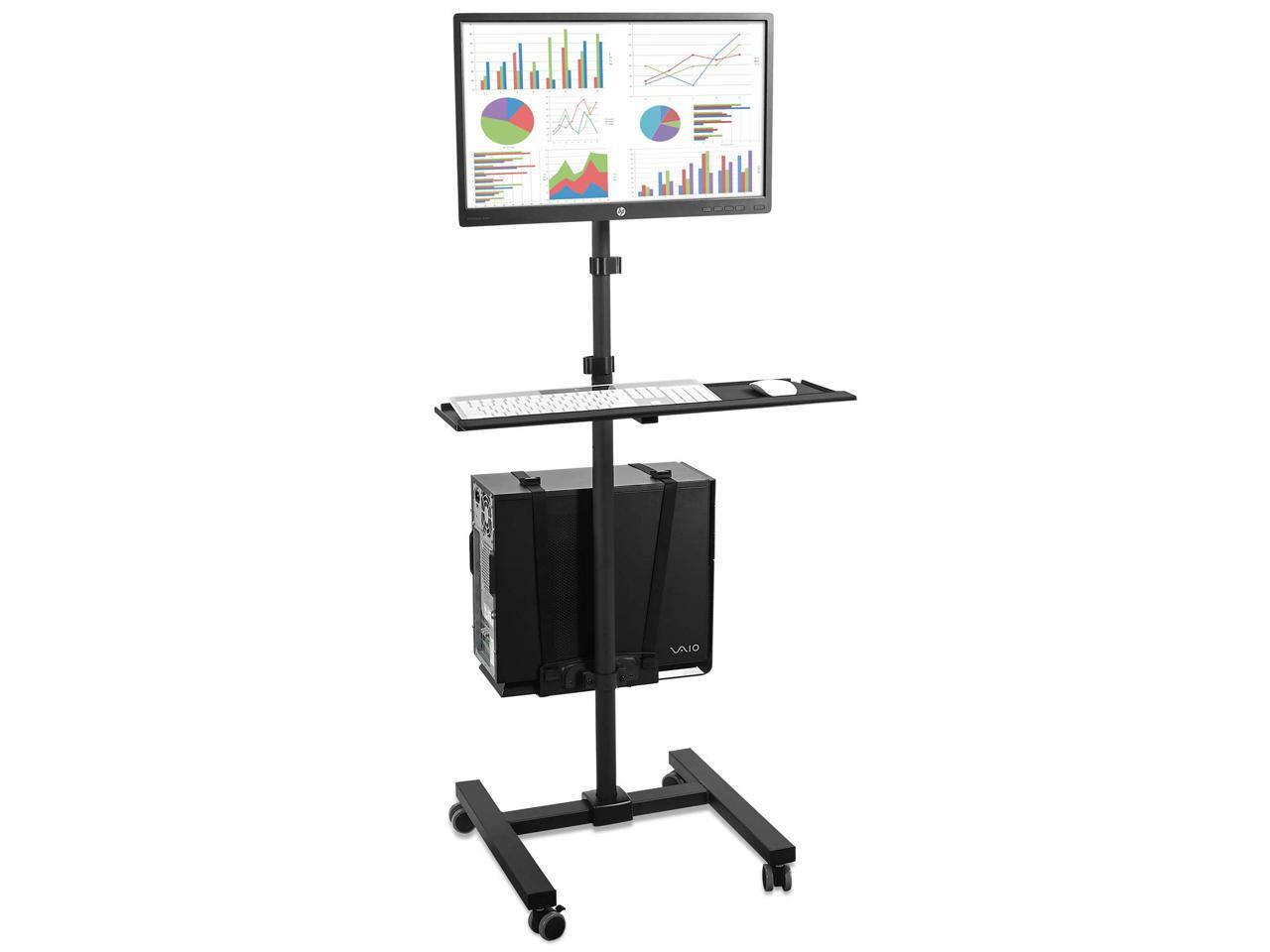 Mount-It! Rolling Computer Cart | Mobile Workstation with Tray Monitor ...