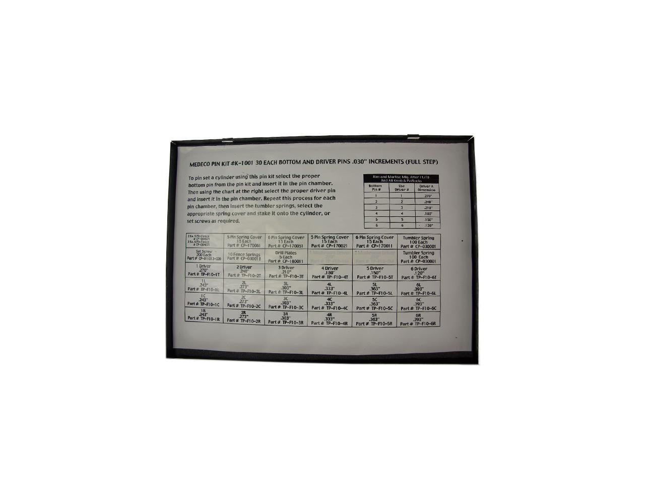 Medeco K-1001 Pinning Kit For The Original 10-50 Series F/S Pins ...