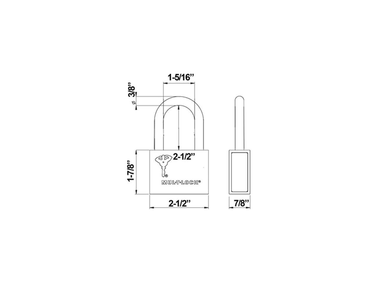 Mul-T-Lock C10PC2 #10 C Series Pop Shackle Padlock Key Retaining 2-1/2 ...