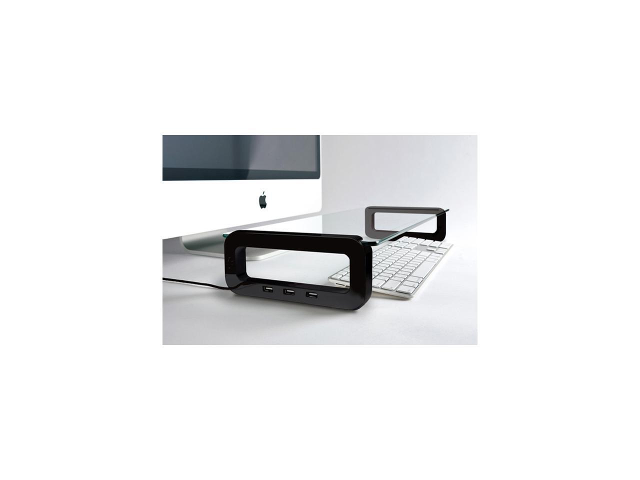 UBOARD SMART - Tempered Glass Monitor Stand Shelf USB Multiboard for ...