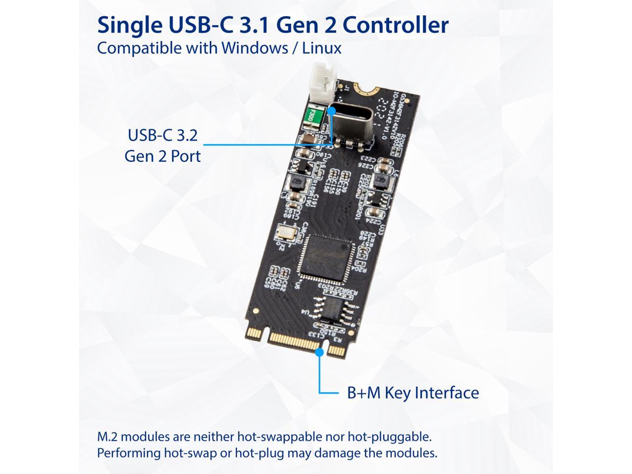 USB 3.2 Gen 2 (10 Gbps) 1-Port Type-C M.2 22x60 B+M key Controller Card ...