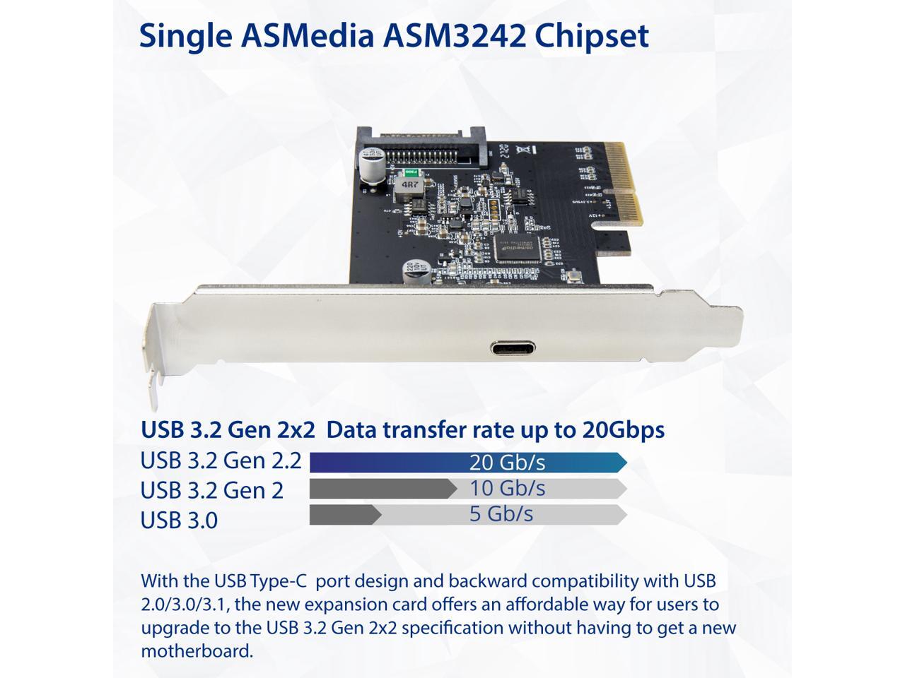 Single Port USB-C 3.2 Gen 2x2 Type-C 20 Gbps PCI-e Gen 3 x4 Expansion ...