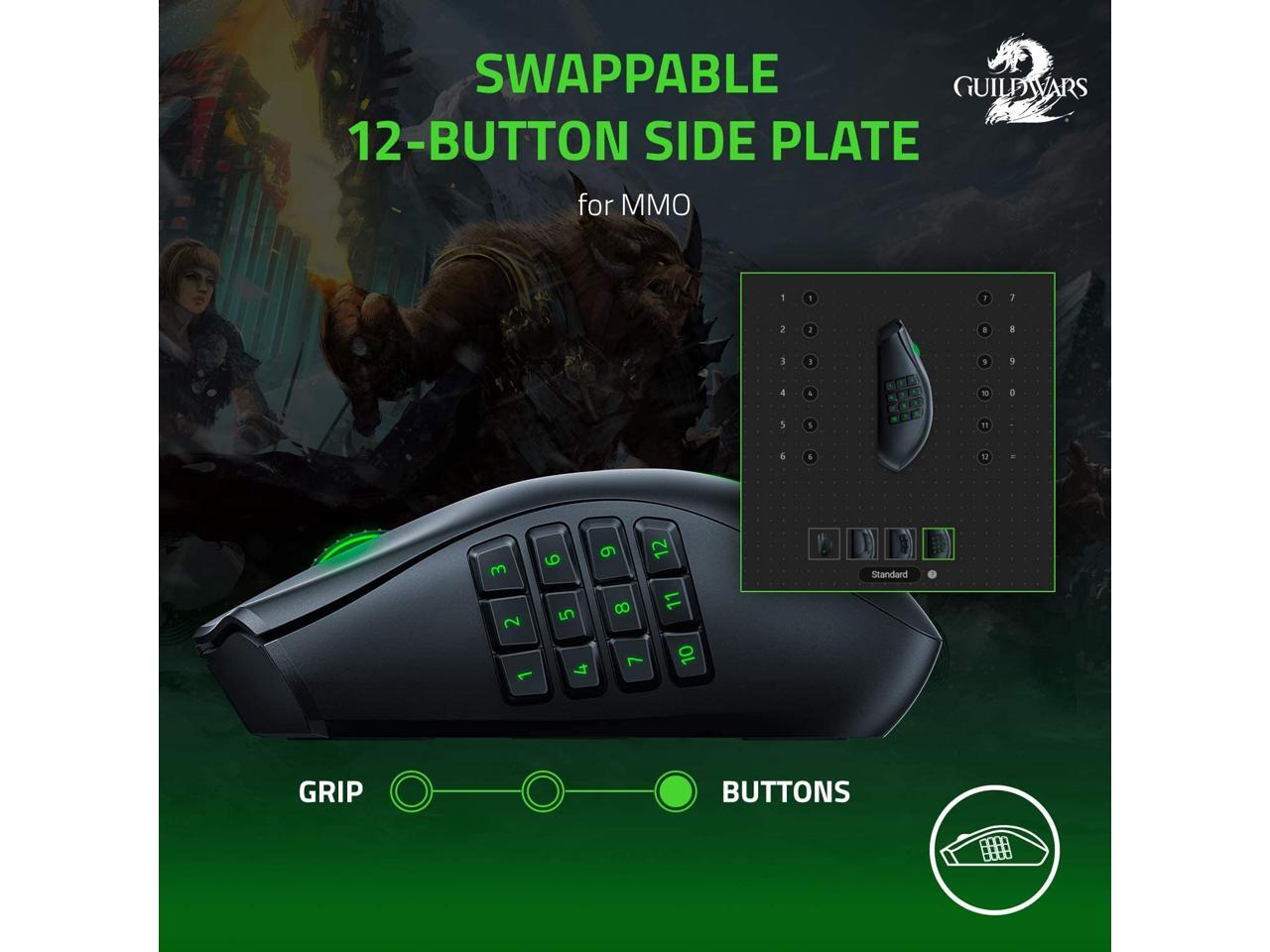 Razer Naga Pro Wireless Gaming Mouse: Interchangeable Side Plate w/ 2 ...
