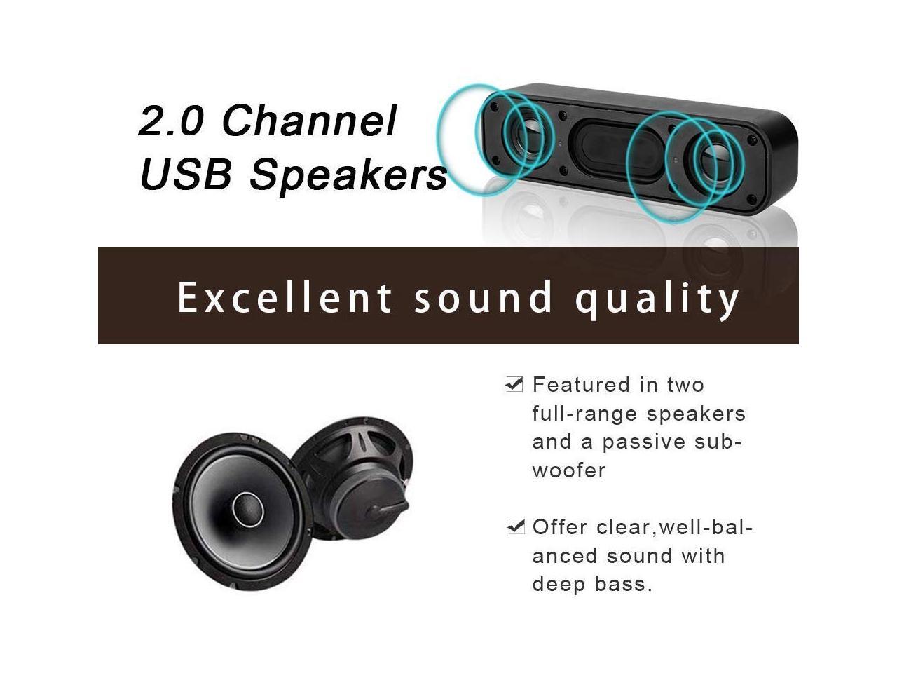 USB Computer Speakers,HONKYOB Wired Computer Sound Bar Speaker, Stereo ...