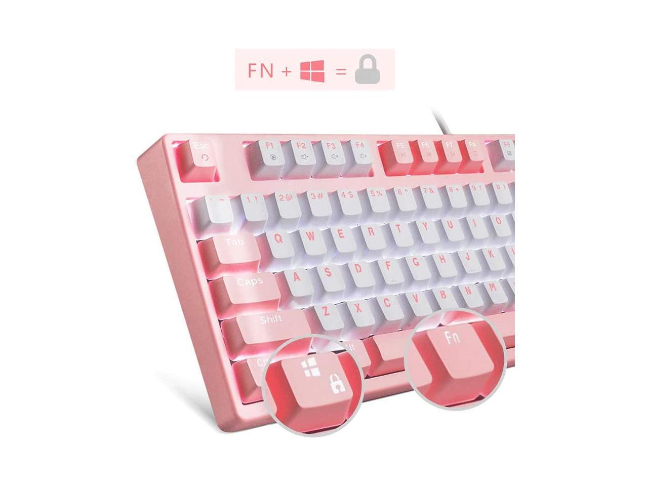 Manbala Pink Wired Mechanical Keyboard 87 108 Key Cute Gaming Keyboard Manbala Pink Wired Mechanical Keyboard 87 108 Key Cute Gaming Keyboard
