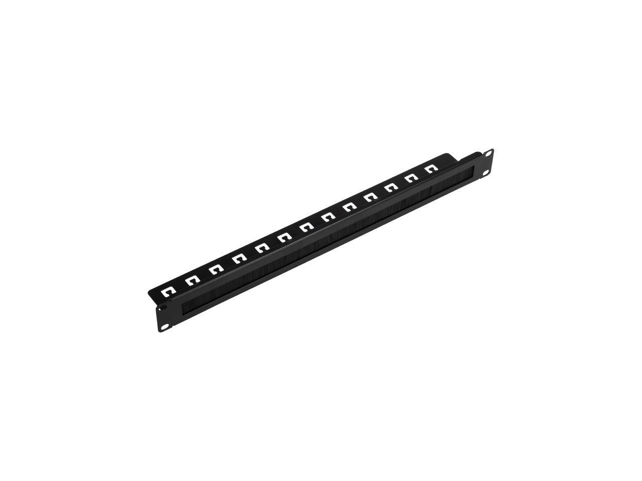Navepoint 1U Rack Mount Cable Management Panel With Tidy Brush Slot For ...