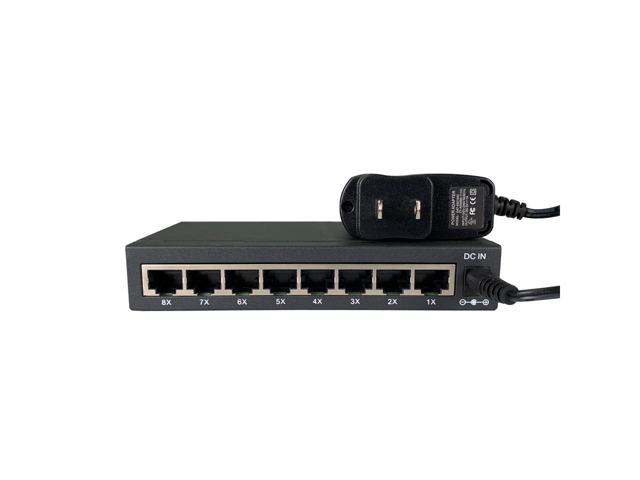 8-Port Unmanaged Gigabit Ethernet Switch 8 x 10/100/1000Mbps RJ45 Auto ...