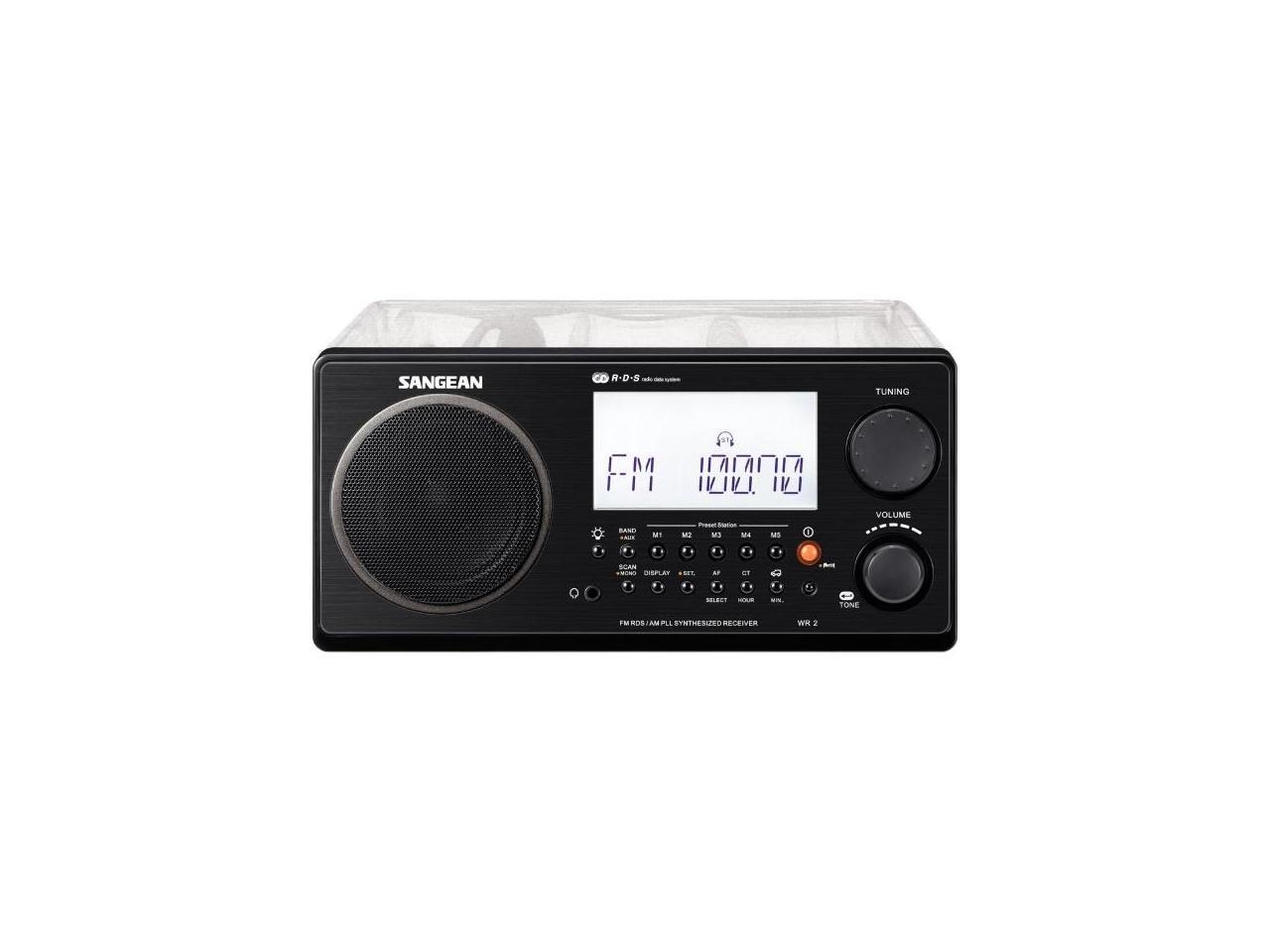 Sangean WR-2CL AM-FM RDS Digital Tuning Radio - Clock - Clear Case ...