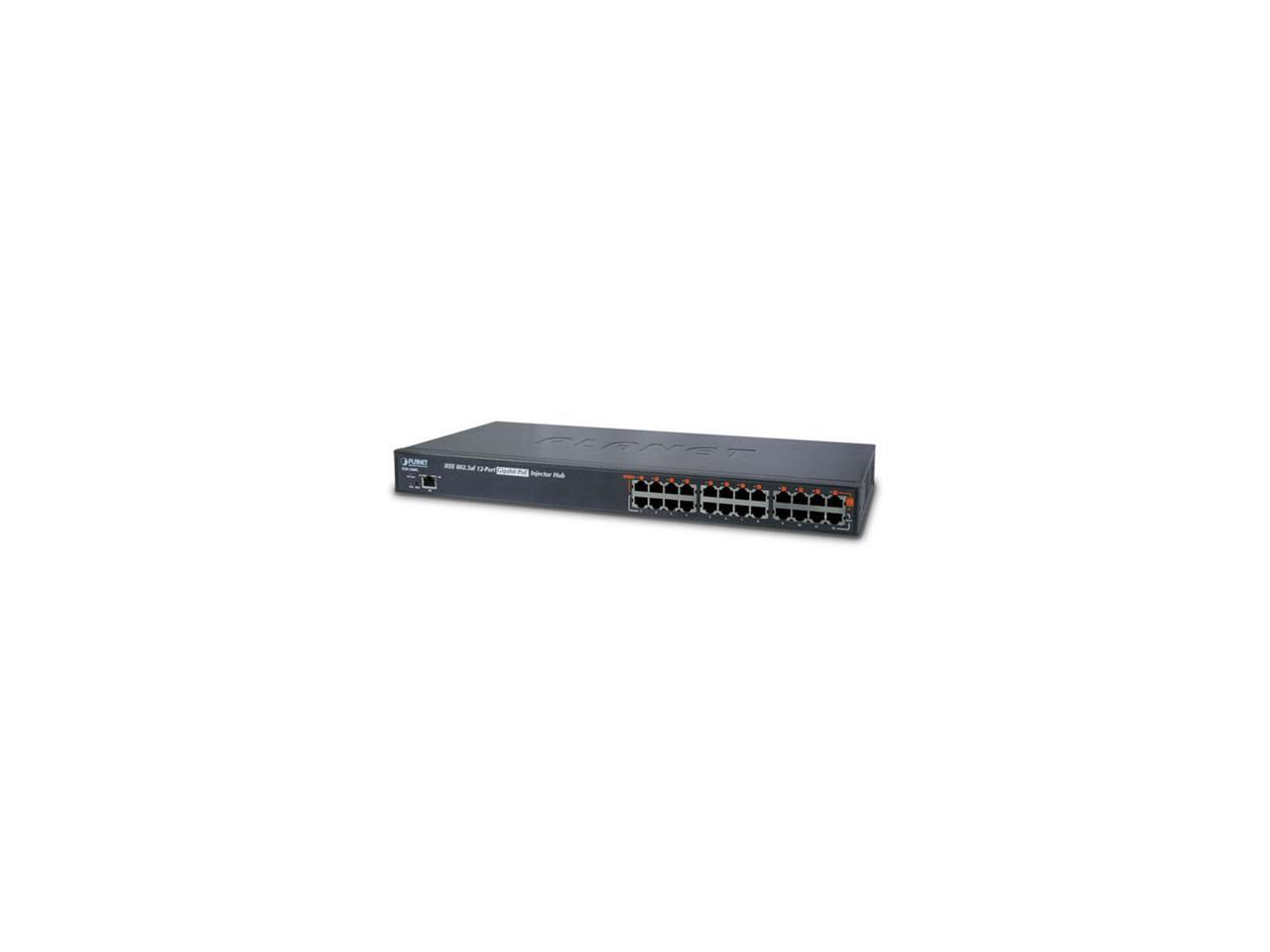 Planet POE-1200G 12-Port Gigabit IEEE 802.3at PoE+ Managed Injector Hub ...