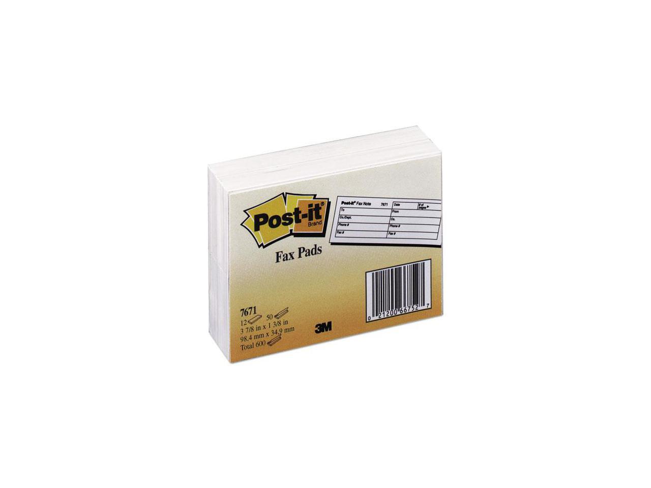 3M 7671 Post-it Printed Fax Note 1.50" x 4" - White - 12 / Pack ...