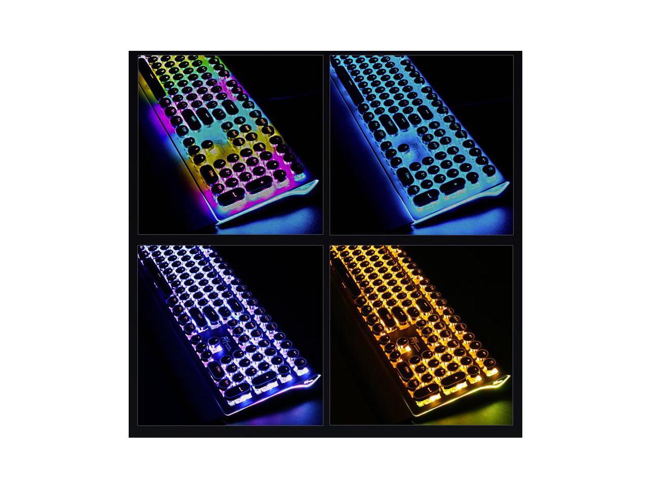 CORN 108 Retro Punk Version Yellow Backlit USB Wired Mechanical Gaming ...