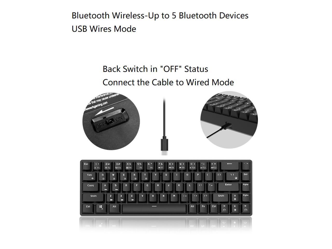 RK RK855 Bluetooth Wireless and USB Wired Dual-mode 68 Keys Mechanical ...