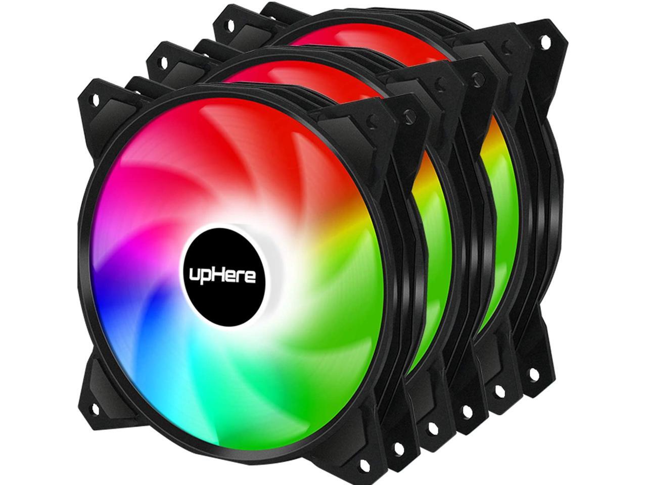 upHere Long Life 120mm 3-Pin High Airflow Quiet Edition Rainbow LED ...