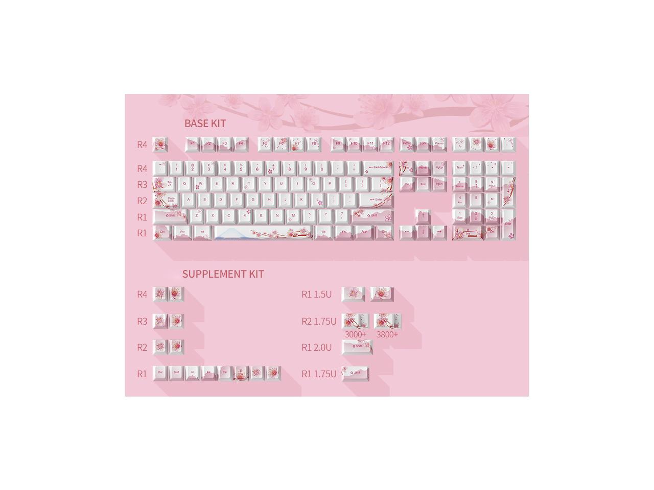 Corn Fuji Sakura PBT Keycaps Set for MX Switches Mechanical Keyboard ...