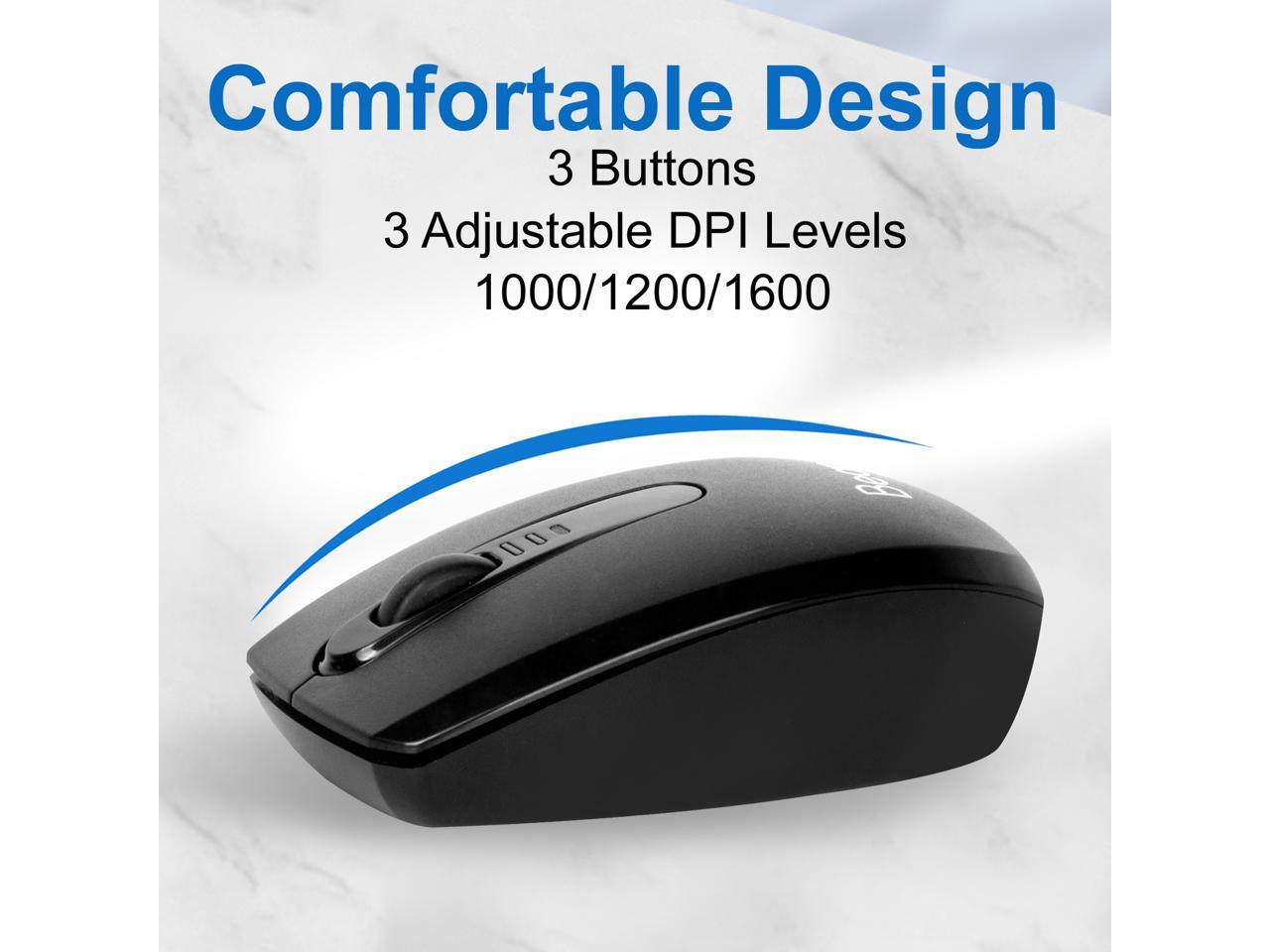 Wireless Keyboard and Mouse Combo, Bean 2.4GHz Full-Sized Ergonomic ...