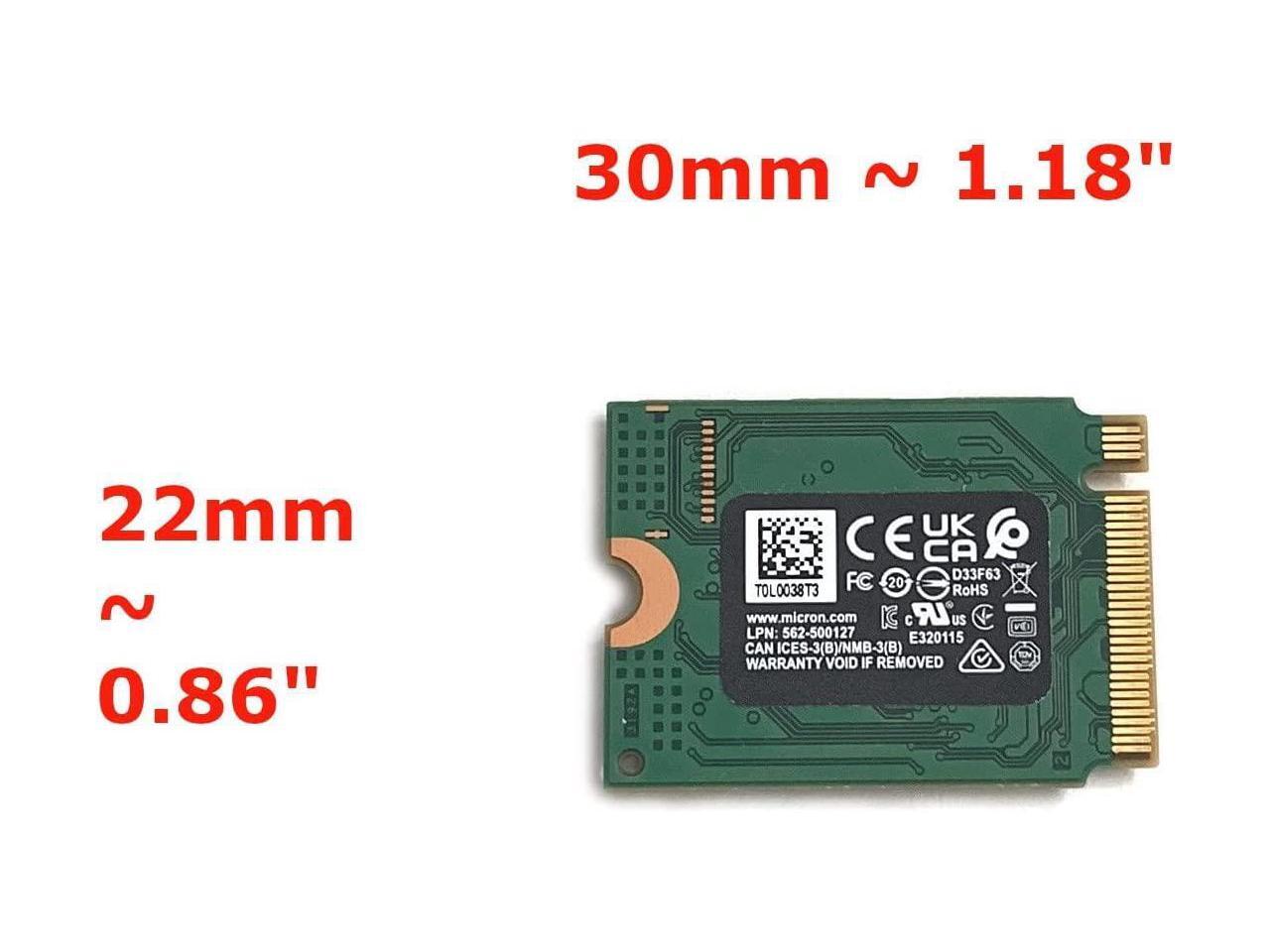 Micron SSD 512GB M.2 2230 30mm NVMe PCIe 4.0 Gen4 x4 MTFDKBK512TFK 2450 Series Solid State Drive ...