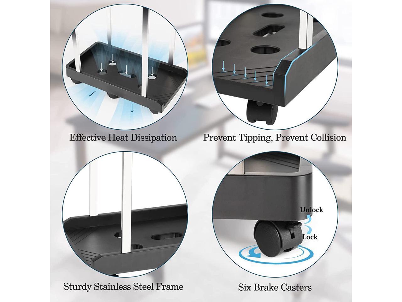 CORN Tower Stand, PC Stand 2-Tier CPU Stand with 6 Locking Caster ...