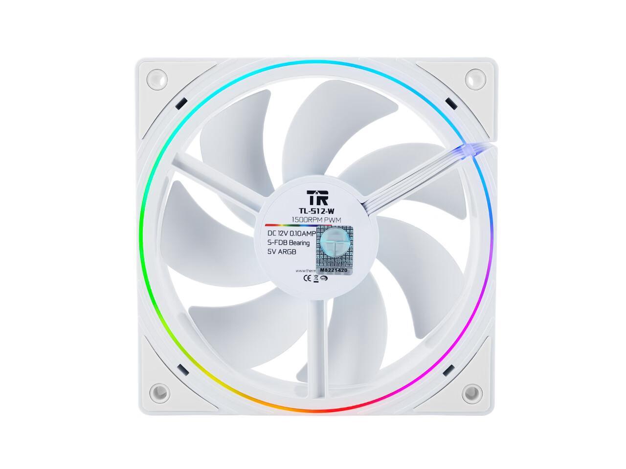 Thermalright TL-S12W 120mm Case Fan (White), ARGB Double Halo Light ...
