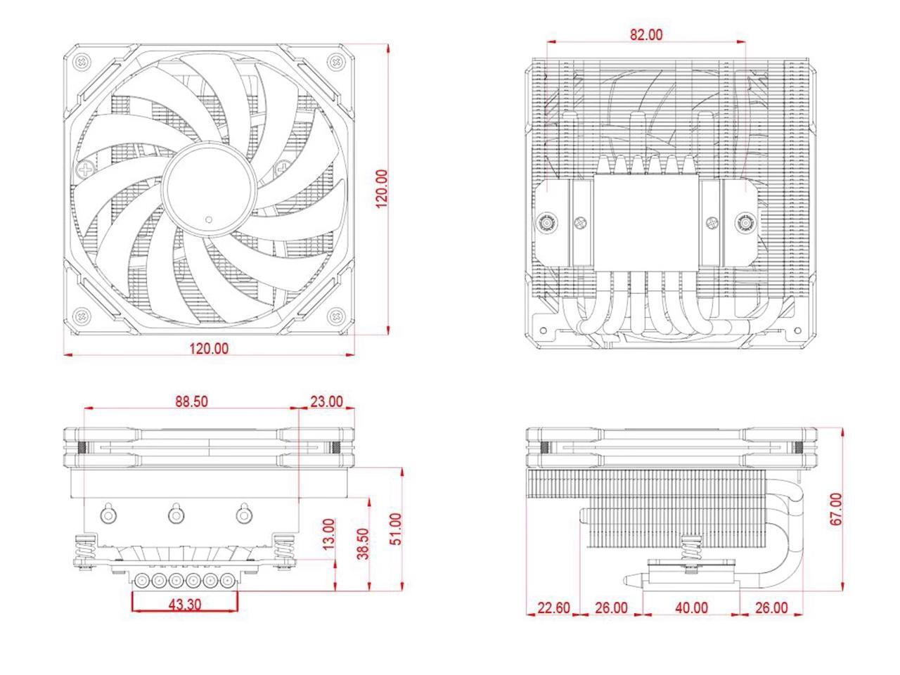 67mm Height 6 Heatpipe Low-Profile CPU Cooler for HTPCs, ITX and Small ...