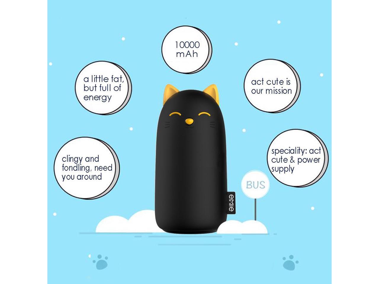 EMIE Kitten 10000mAh Portable Charger ,5V 2.1A Cartoon Cute Cat Fast ...