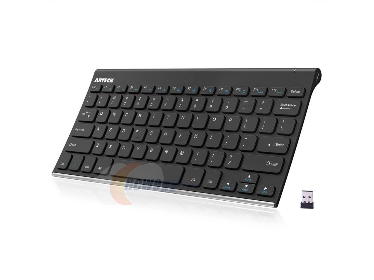 Arteck 2.4G Wireless Keyboard Stainless Steel Ultra Slim Keyboard for ...