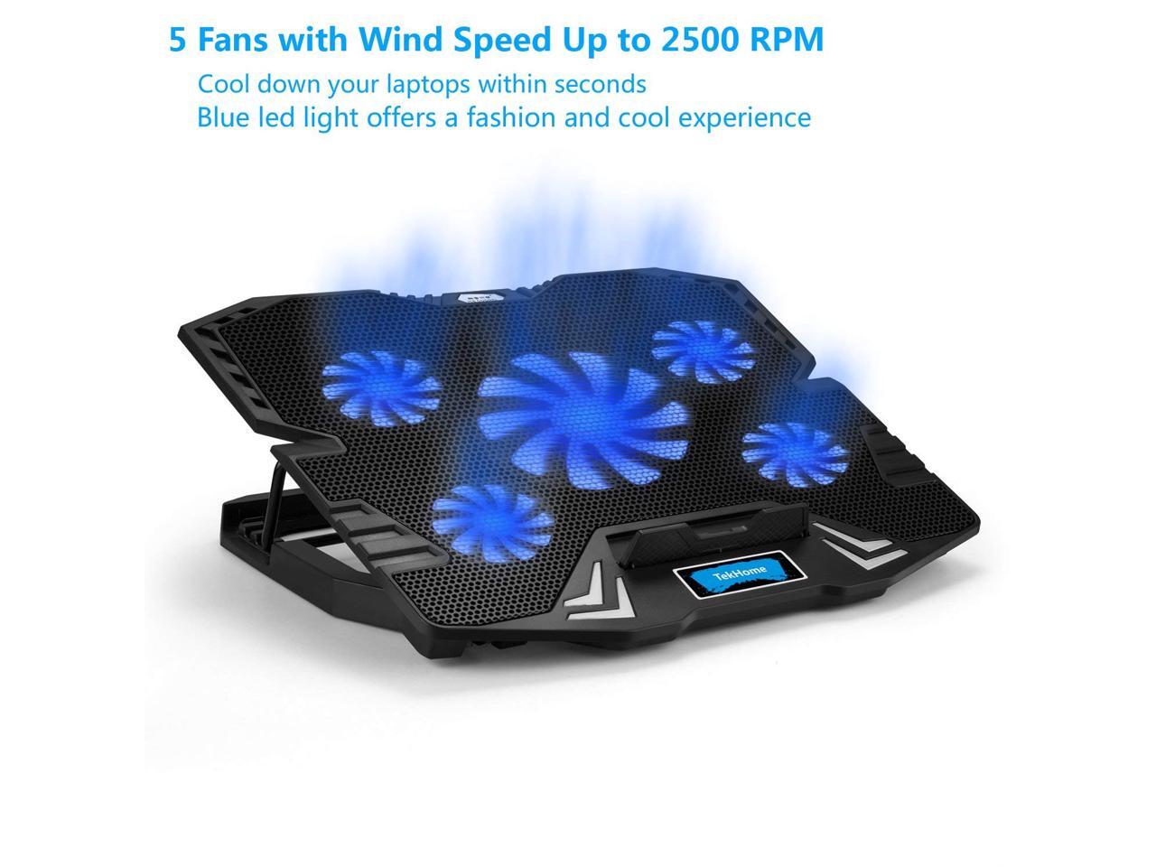 TekHome Laptop Cooling Pad, 5-Fan Laptop Cooler, Laptop Fan Cooling Pad ...