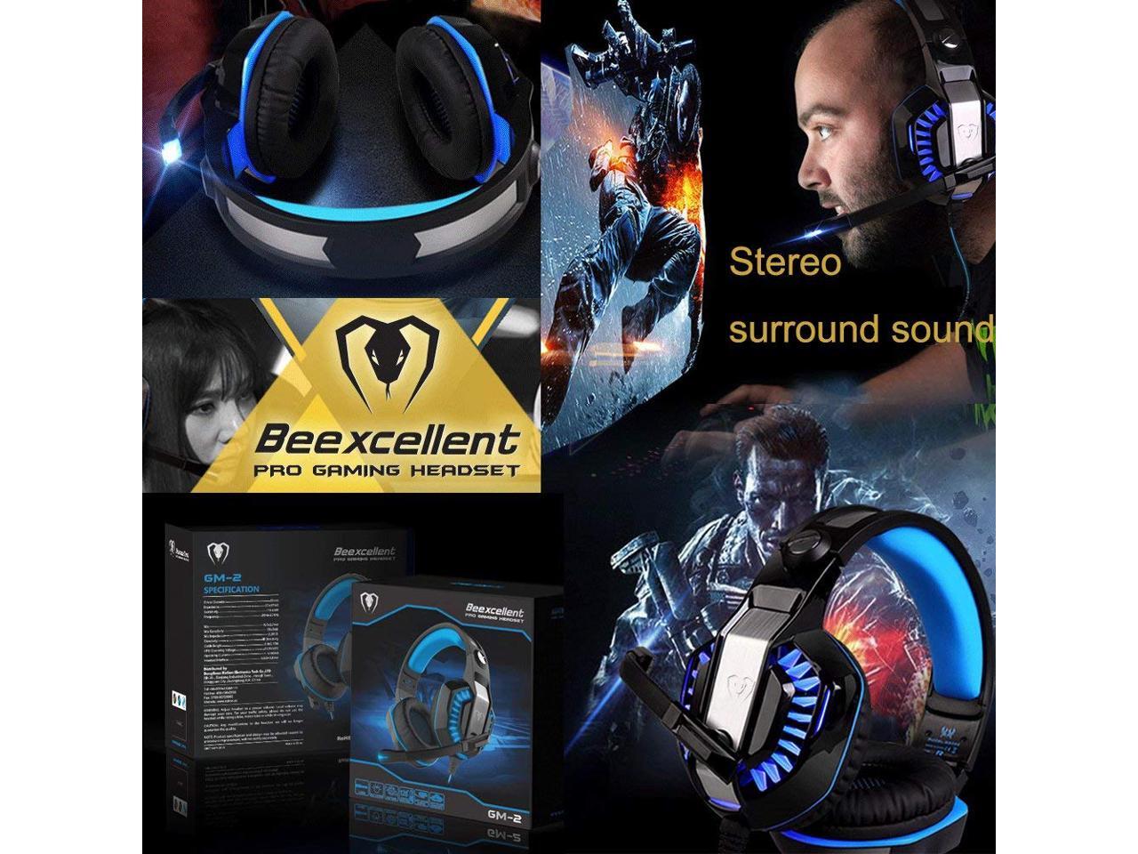 Beexcellent GM-2 Pro Gaming Over-Ear Headset with Mic, LED Lights and ...