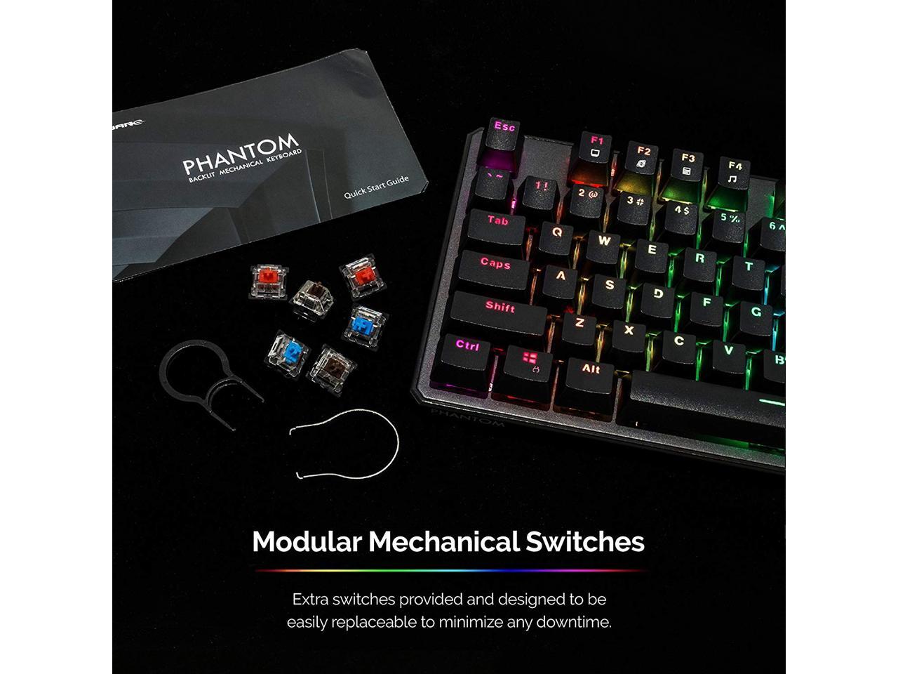 Tecware Phantom 87 Key Mechanical Keyboard, RGB led, Outemu Blue Switch ...