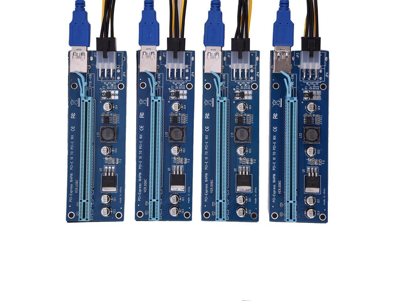 ETopSell USB 3.0 Quad Port PCI-E Express Extender PCIe USB RISER 6-Pin ...