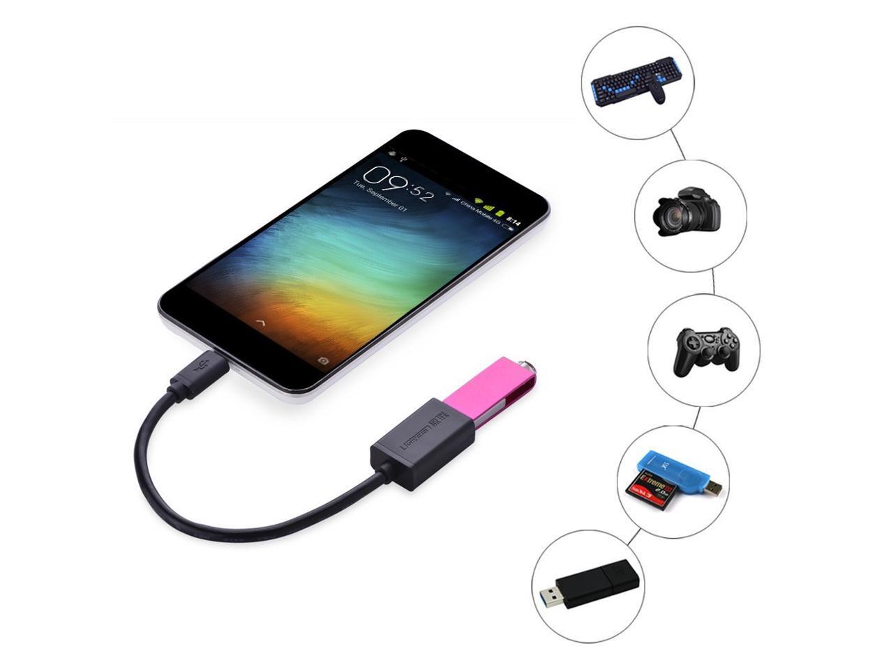 Micro USB 2.0 OTG Cable On The Go Adapter Male Micro USB to Female USB ...