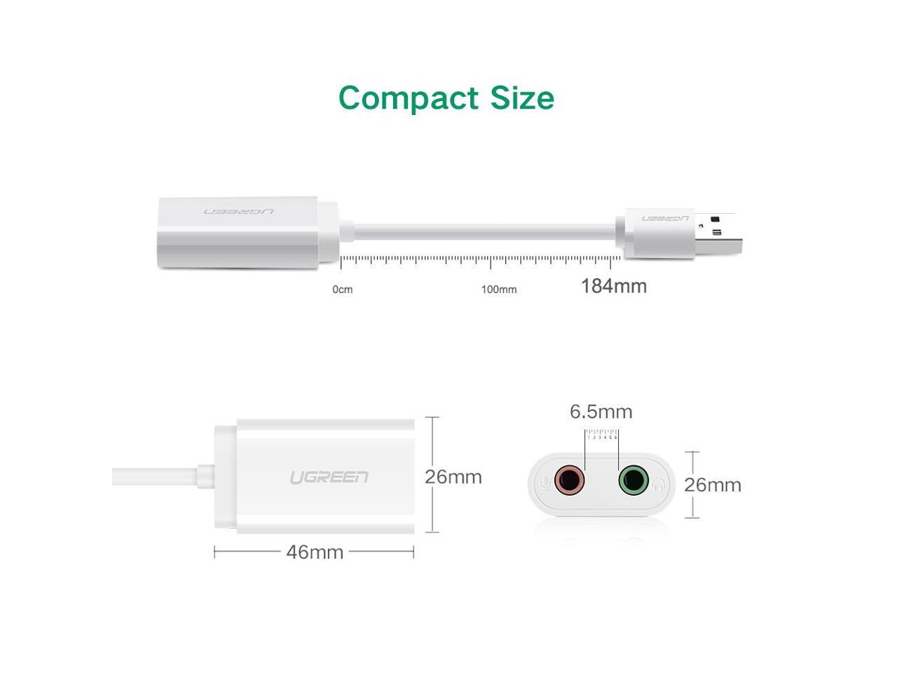 Ugreen USB Stereo Audio Adapter with 3.5mm Speaker Headphone and ...
