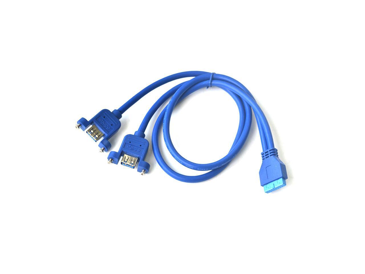 USB 3.0 Internal Motherboard Header 20pin to Dual USB 3.0 Female Cable ...
