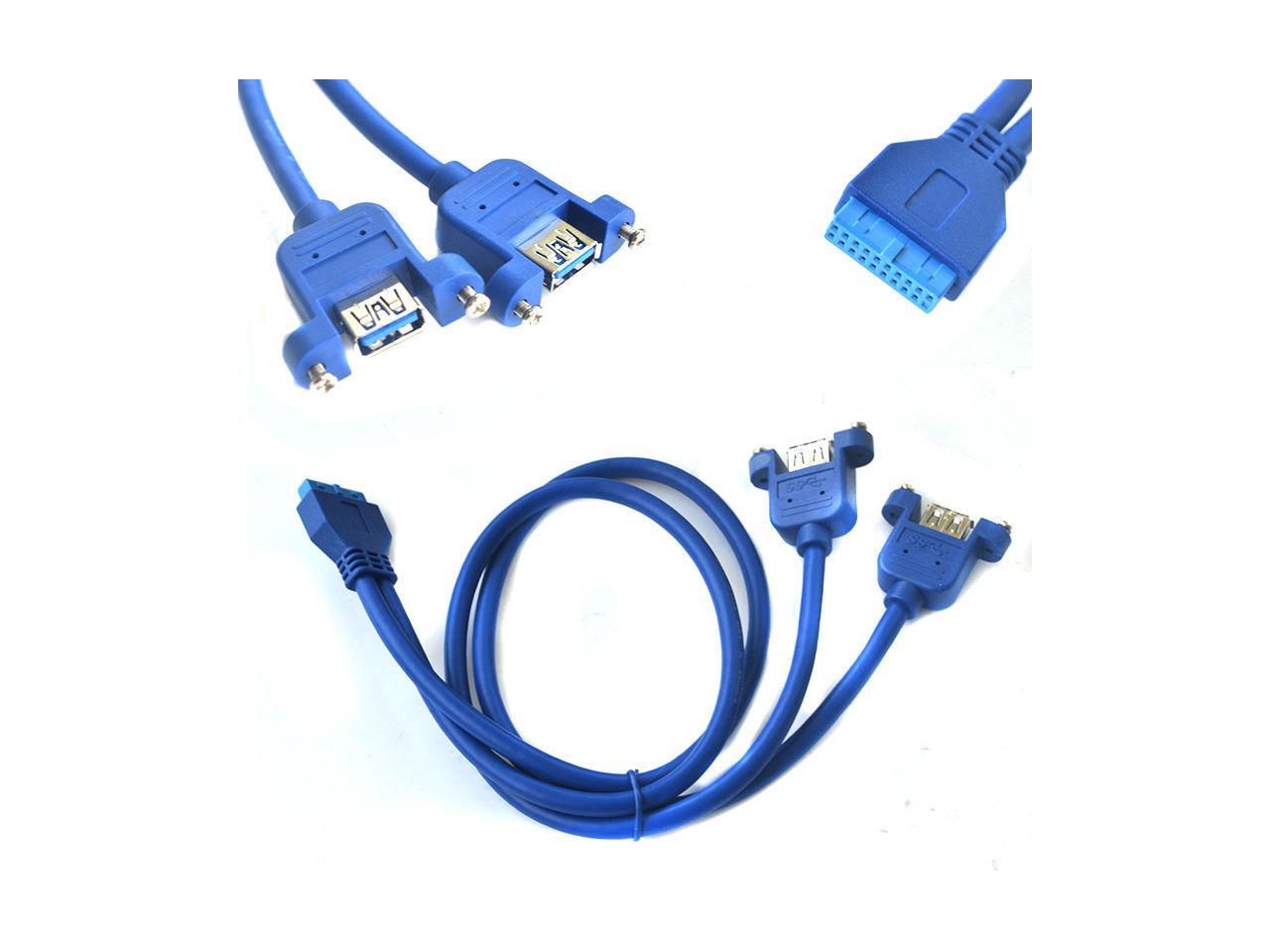 USB 3.0 Internal Motherboard Header 20pin to Dual USB 3.0 Female Cable ...