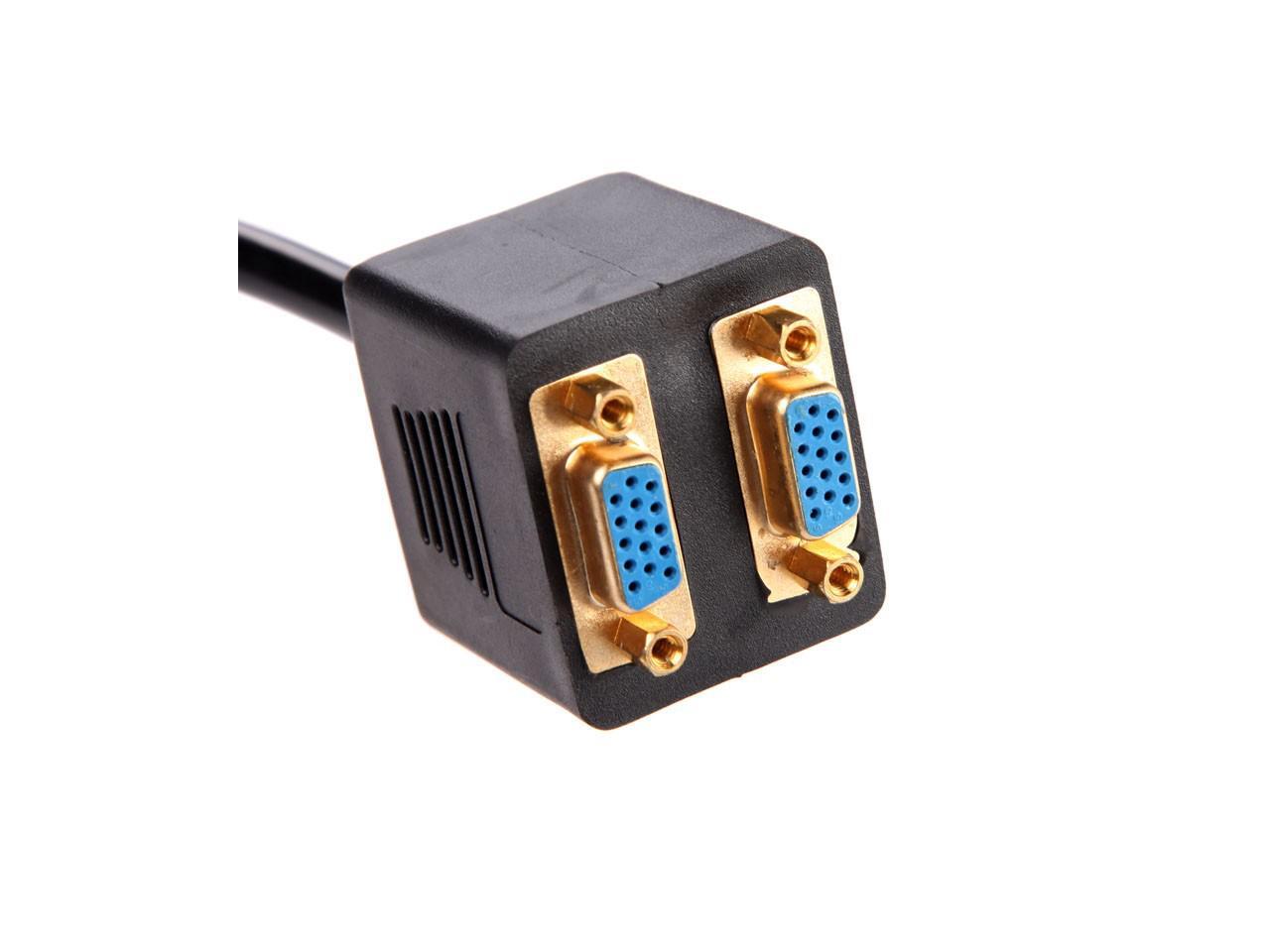 Gold Plated VGA Male to 2x VGA Female Video Splitter converter adapter ...