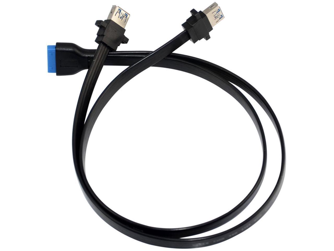 2 Port USB 3.0 A Female Screw Panel Mount to Motherboard 20 Pin Flat ...