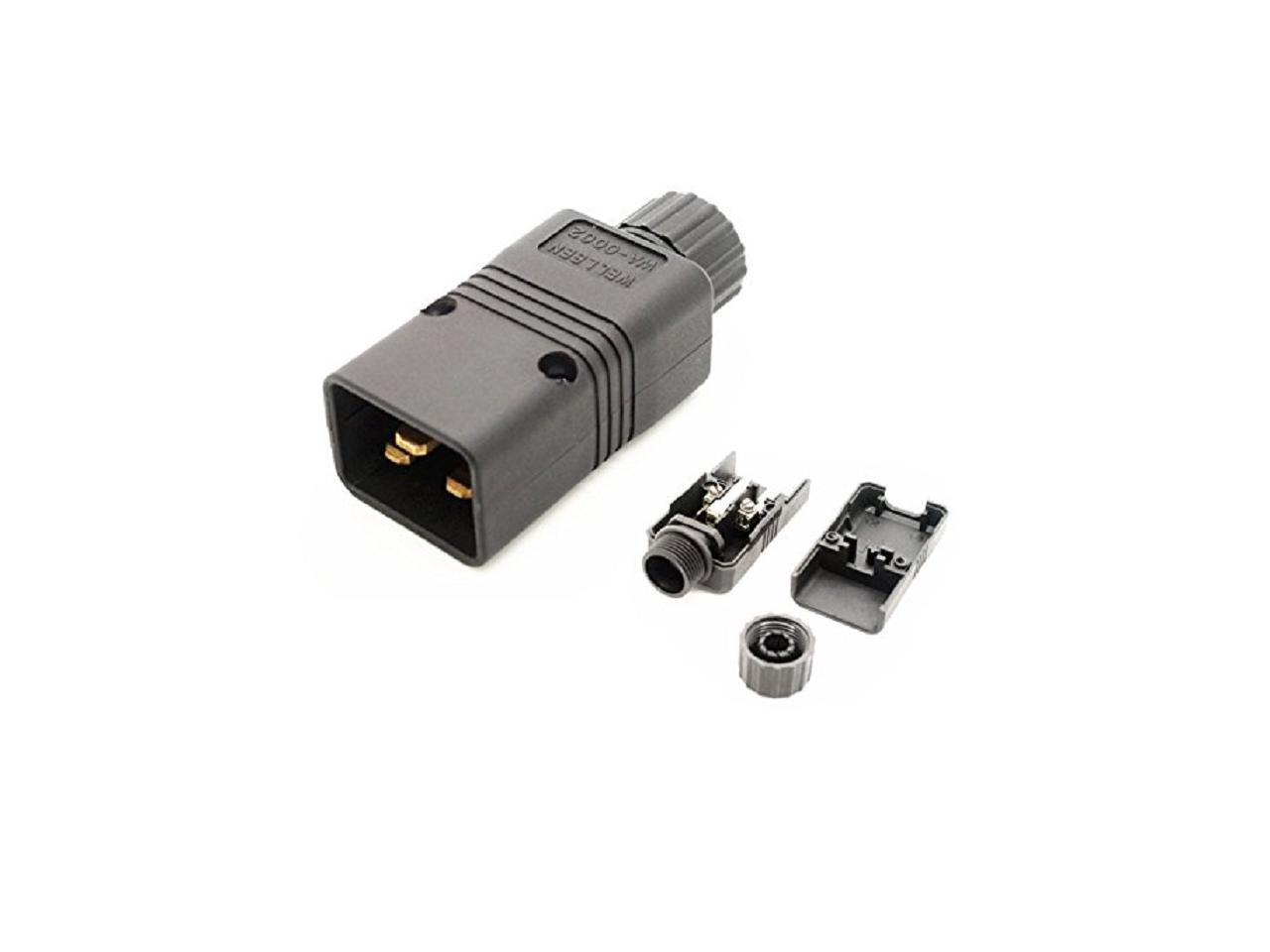 (2 Pack) UPS Power IEC Male C20 Plug Power Cord Cable Plug Rewirable ...