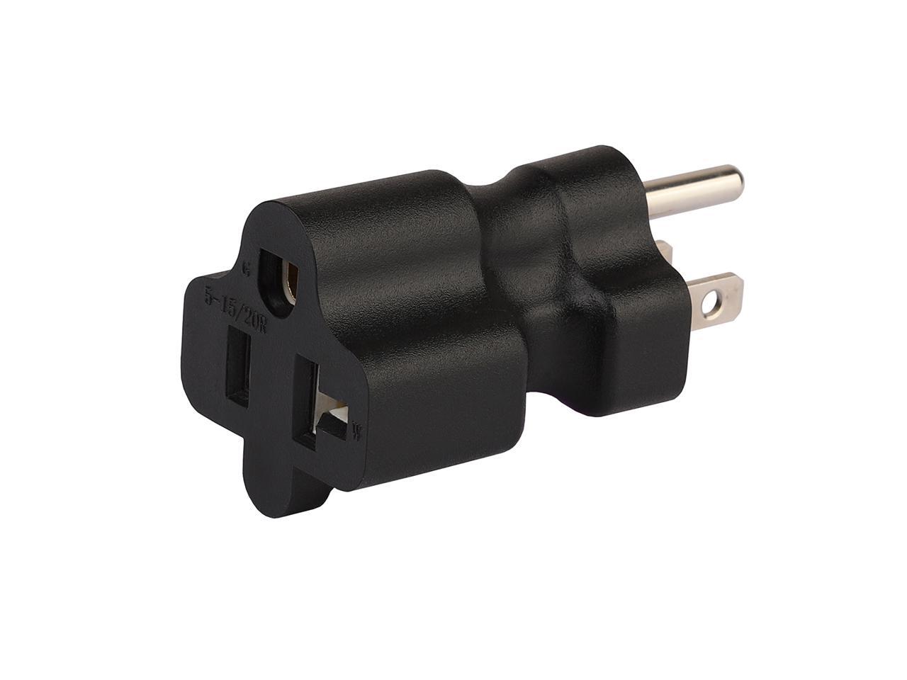 5-15P TO 5-15R & 5-20R, 2-IN-1 Nema 5-15P Male to Nema 5-15/20R Female ...