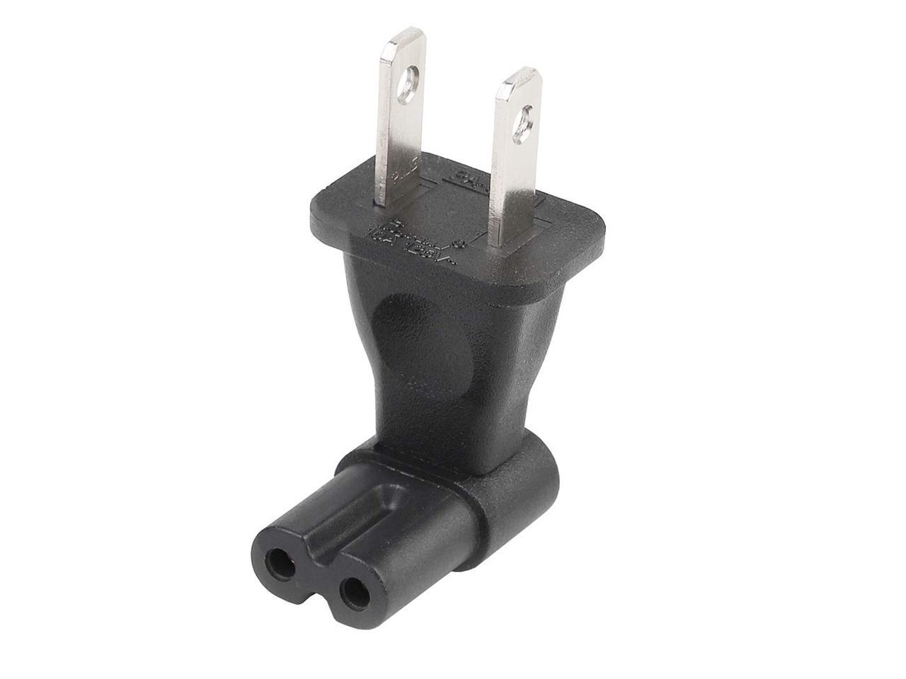 Tekit 2 Prong Right Angle Plug Adapter, USA IEC 60320-C7 Receptacle to ...