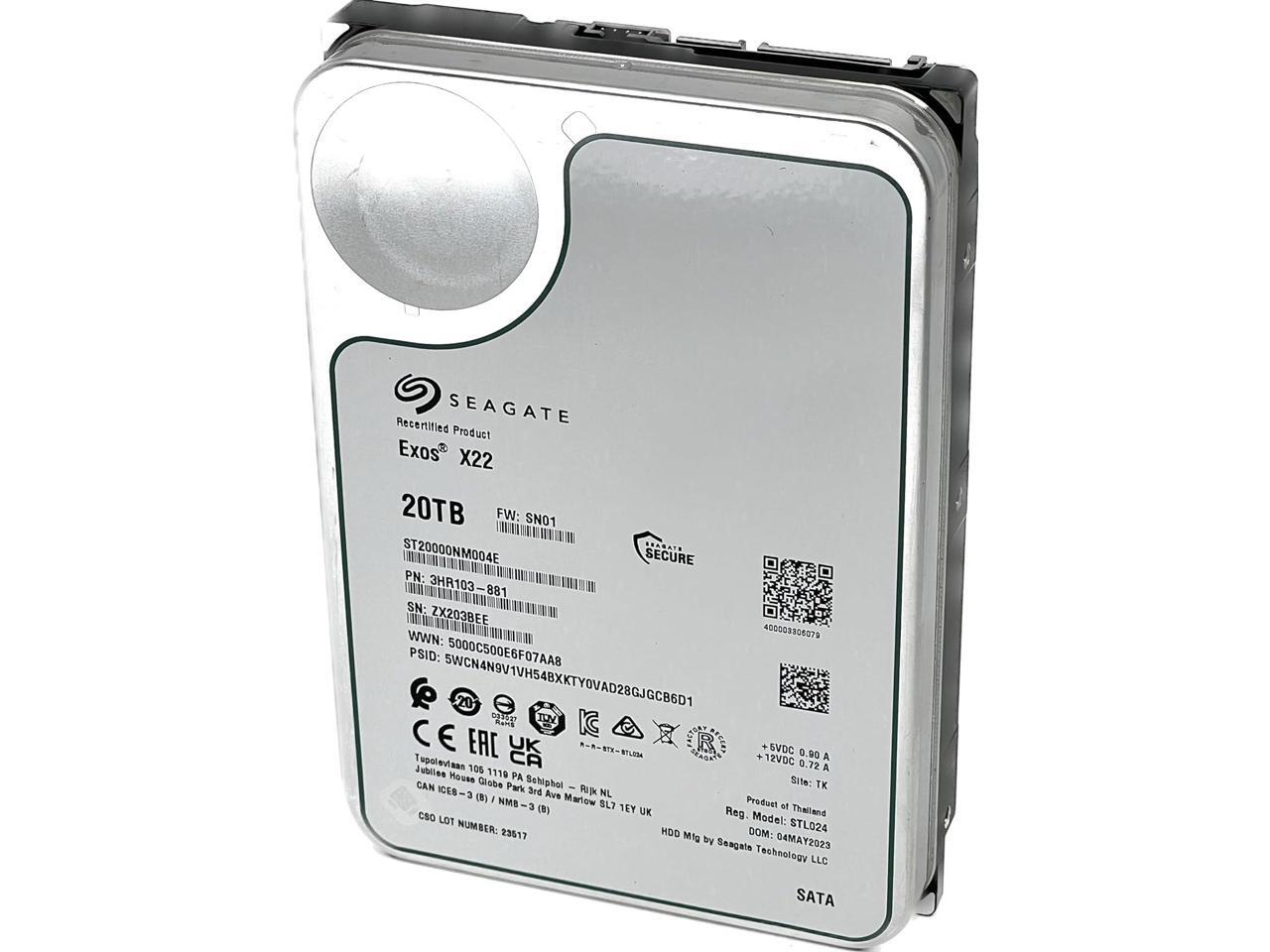 Refurbished: Seagate Exos X22 20TB SATA 6Gb/s 7200RPM 3.5" Enterprise ...
