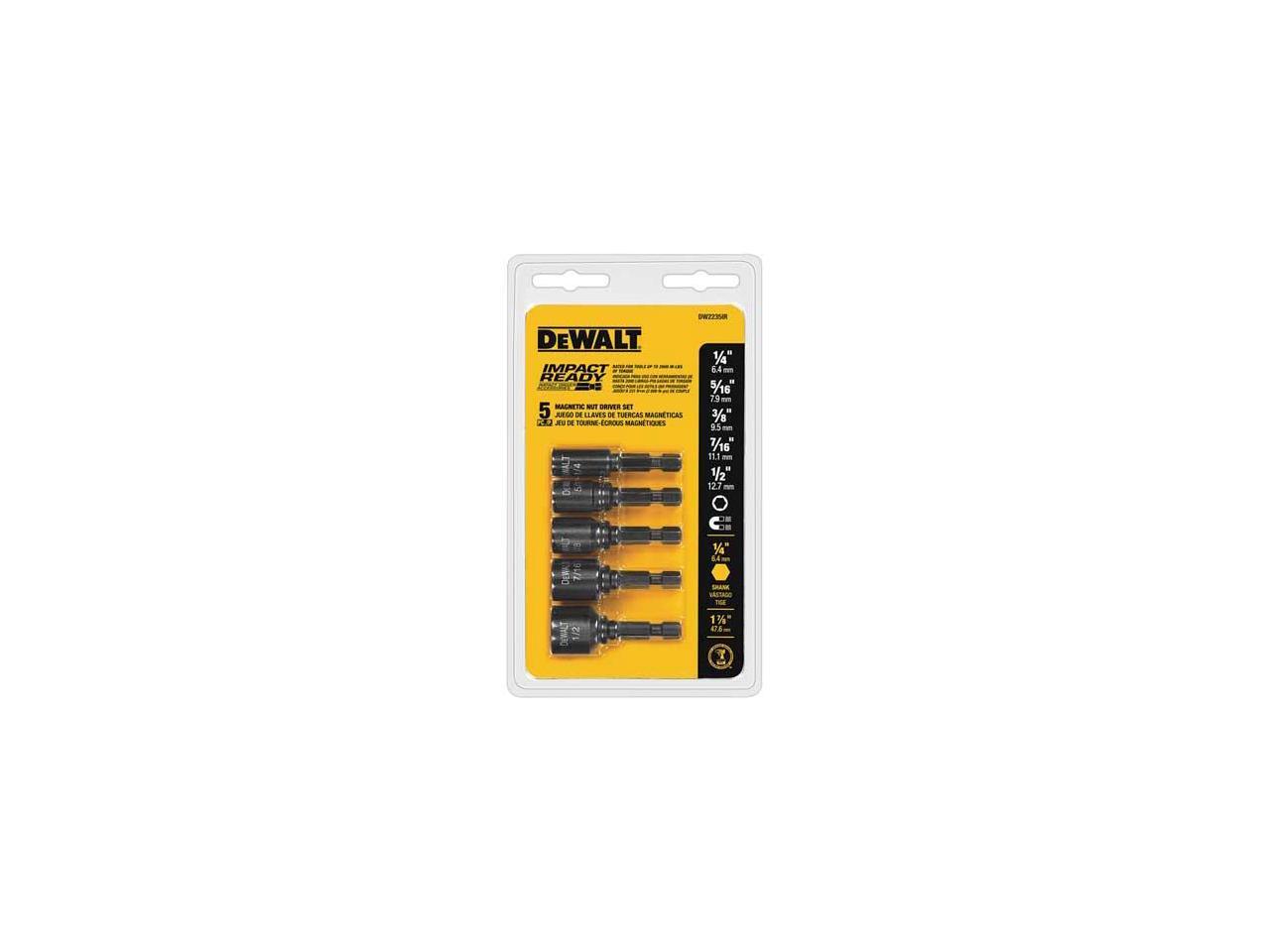 DeWalt DW2235IR 5 Piece Magnetic Impact Ready Pivot Nutsetter Set ...