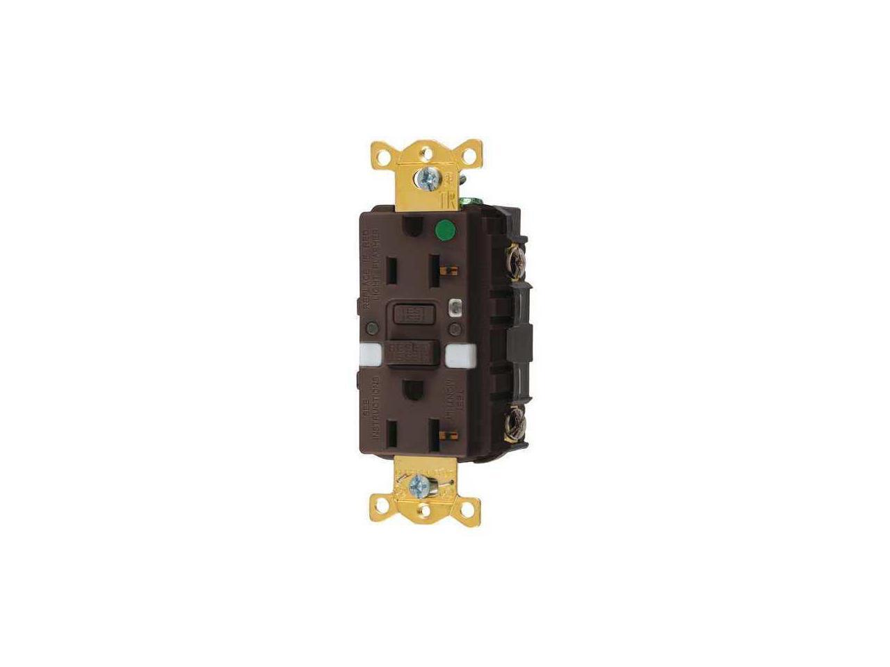 HUBBELL WIRING DEVICE-KELLEMS GFTRST83NL GFCI Rceptcle,Hspital,Brwn,20A ...