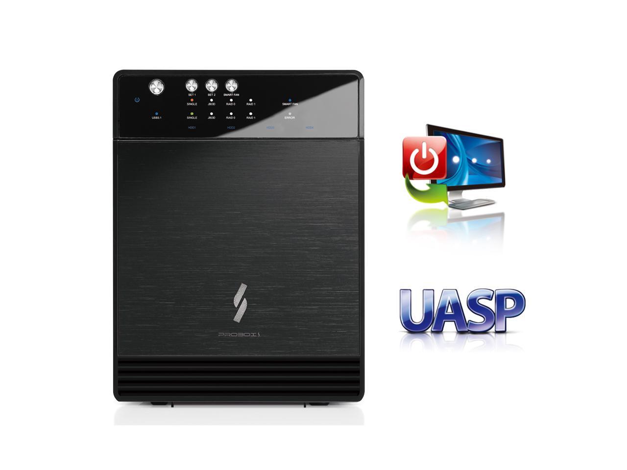 Mediasonic Raid USB 3.2 Type C 4 Bay 3.5 SATA Hard Drive Enclosure with ...