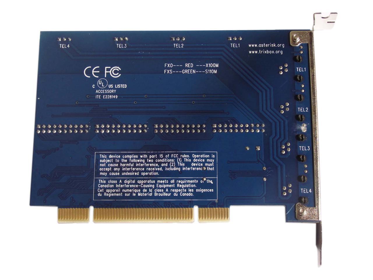 TDM400 analog asterisk Card (1 FXS + 3 FXO Ports) with PCI interface ...