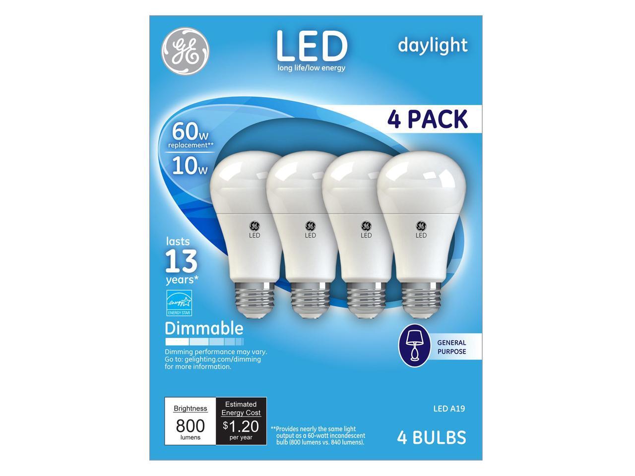 GE 67616 LED A9 Daylight Light Bulb, 10 Watts, 4/Pack - Newegg.com